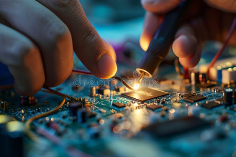 Digital Innovation: Computer Engineer Crafting Circuitry Magic Stock ...