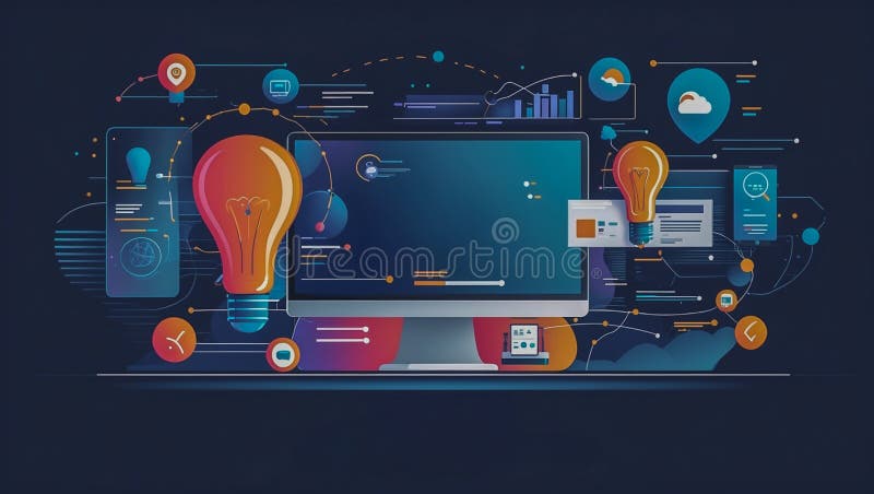 Digital Innovation Concept with Lightbulbs and Dashboard Stock ...