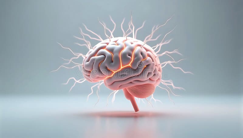 Digital Innovation, 3D Render, Human Brain, White, Glowing Neural ...