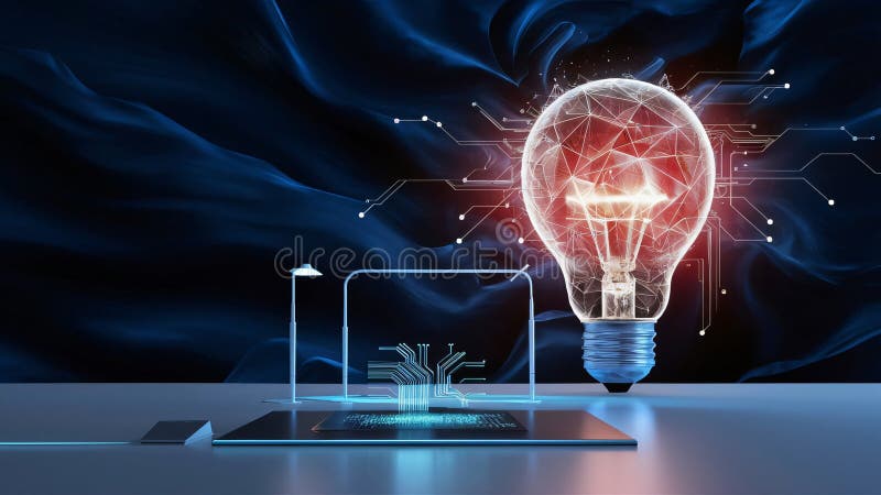 Digital Innovation, Futuristic Lightbulb with High Quality Image Stock ...