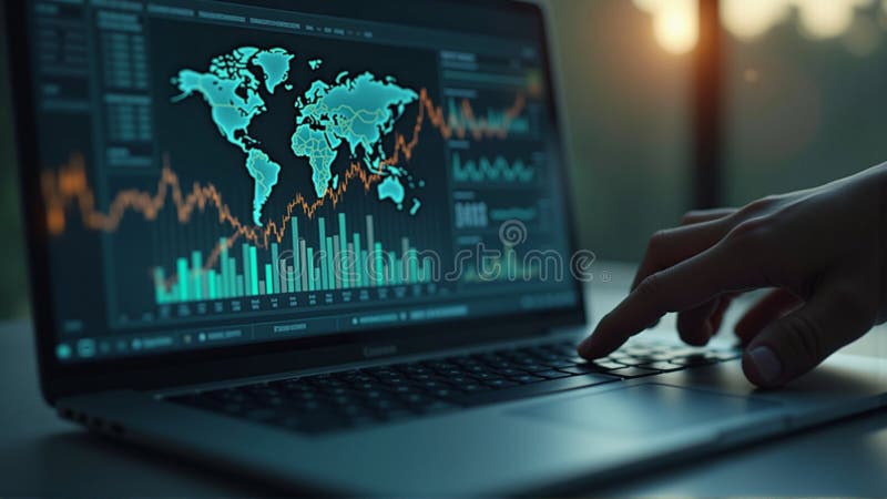 Digital Insights: Mapping Out Global Financial Trends on a Laptop Stock ...