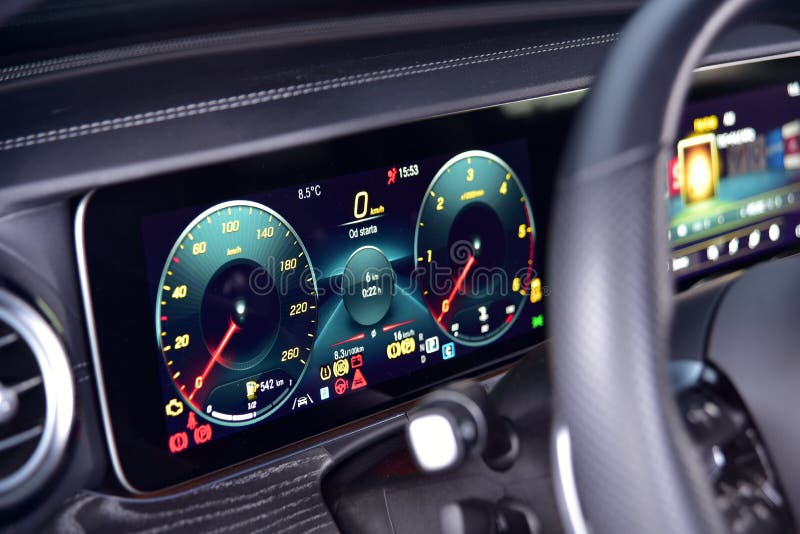 Digital Instrument Display in Passenger Car Stock Image - Image of ...