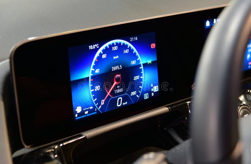 Digital Instrument Panel in a Modern Car Stock Photo - Image of pointer ...