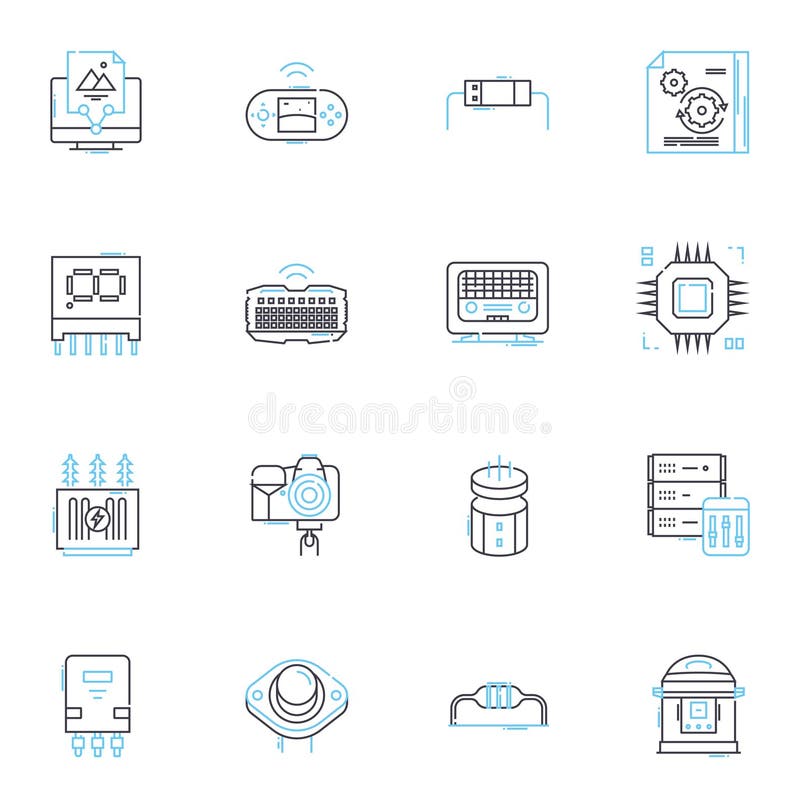 Digital Instruments Linear Icons Set. Synthesizer, Sampler, Drum ...