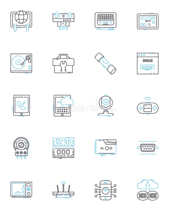 Digital Instruments Linear Icons Set. Synthesizer, Sampler, Drum ...