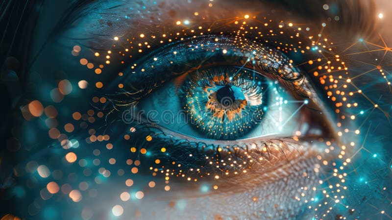 Digital Integration in Human Vision: a Closeup of an Eye with Data ...