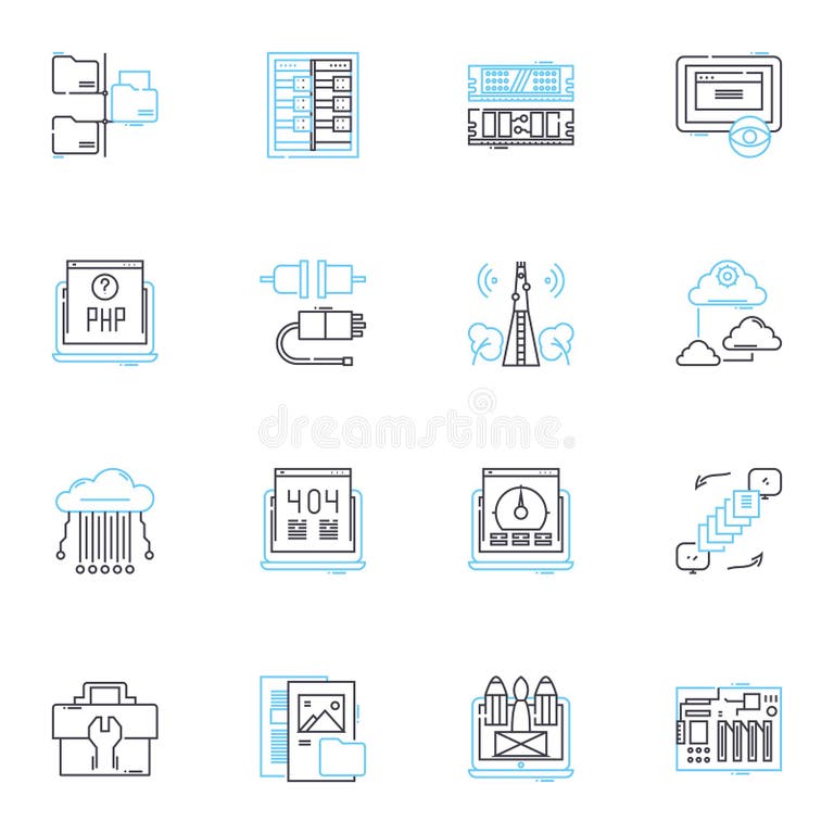 Digital Intelligence Linear Icons Set. Analytics, Algorithms, Automation, Big Data, Blockchain ...