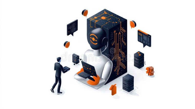Digital Interaction with Artificial Intelligence Stock Illustration ...