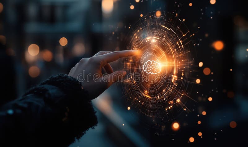 Digital Interaction with Artificial Intelligence Concept, Hand Reaching ...