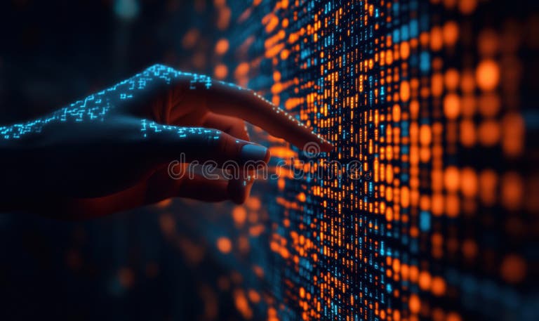 Digital Interaction with Data Visualization on Glowing Wall of Binary ...