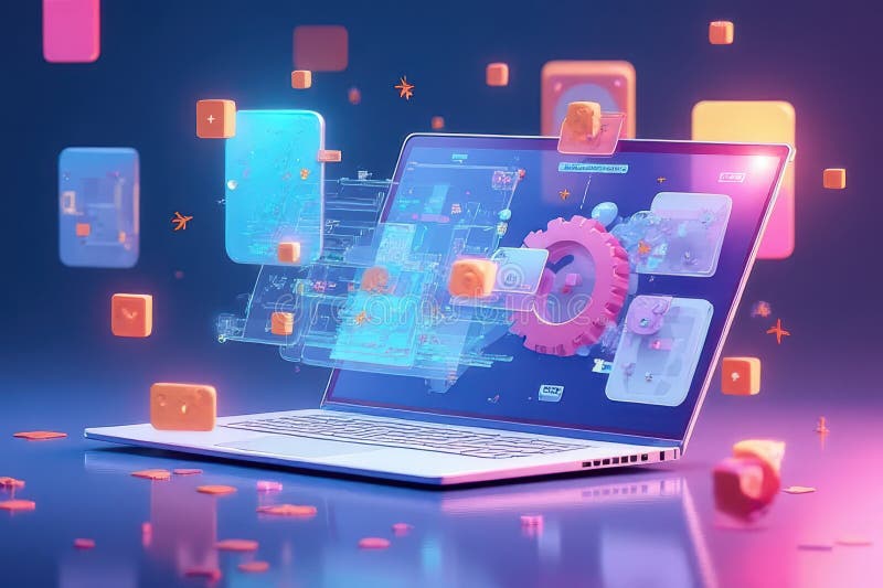 Digital Interaction Hub stock illustration. Illustration of dynamic ...