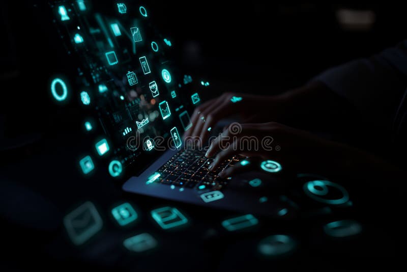 Digital Interaction in Modern Technology Stock Illustration ...