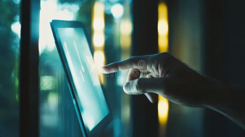 Digital Interaction at Night. AI Generated Stock Illustration ...