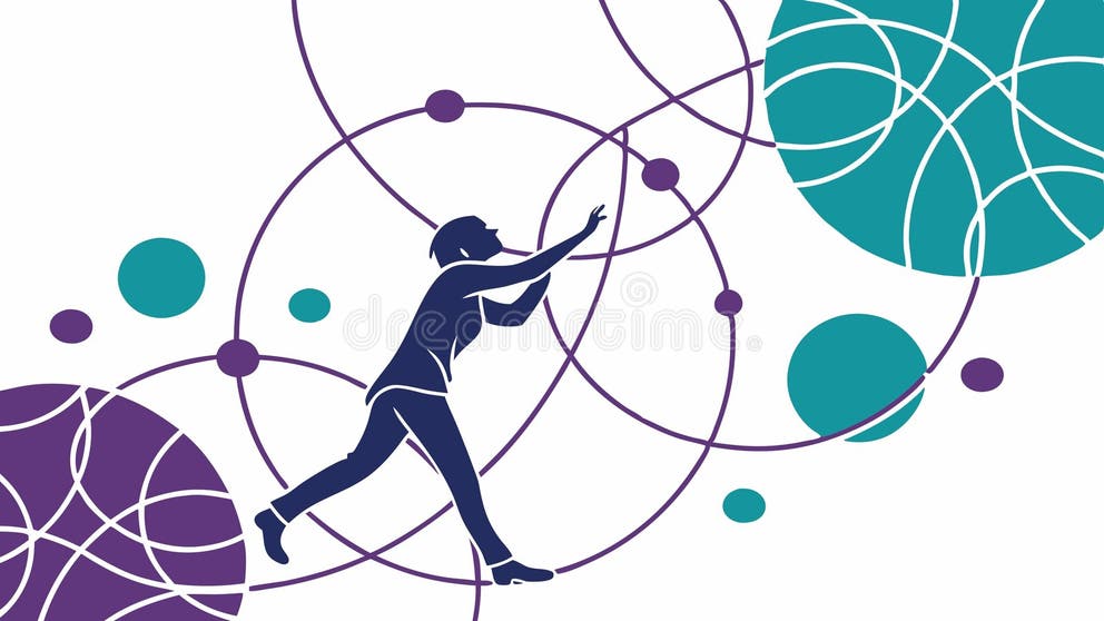 Digital Interaction: Person Connecting with Abstract Network Data Points, Vector Design ...