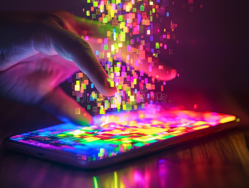 Digital Interaction and Pixel Explosion Concept Stock Photo - Image of ...