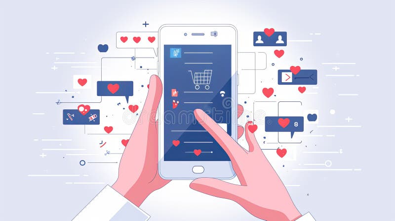 Illustration of Social Media Interaction through a Mobile Application ...