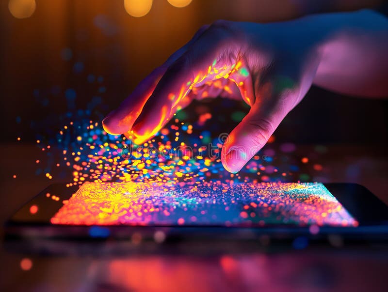 Digital Interaction Touch Concept Stock Photo - Image of bokeh ...