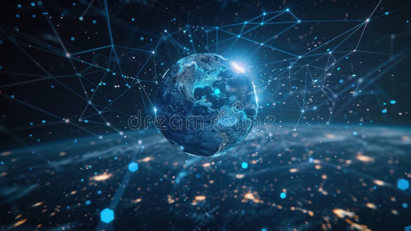 The Digital Interconnected Earth.AI Generated Image Stock Image - Image ...