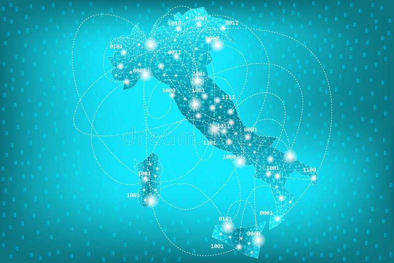 Digital and Interconnected Italy. Digitization of Italy Stock Vector ...