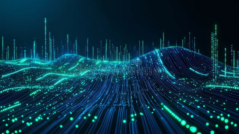 Digital Interface with Abstract Bright Green and Blue Components Stock ...