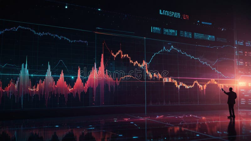 A Digital Interface with AI-powered Predictive Analytics Visualized As Glowing Graphs and Charts ...