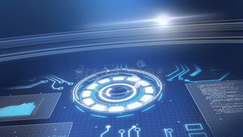 Digital Interface with Animated Data Charts and Graphs Over Blue ...