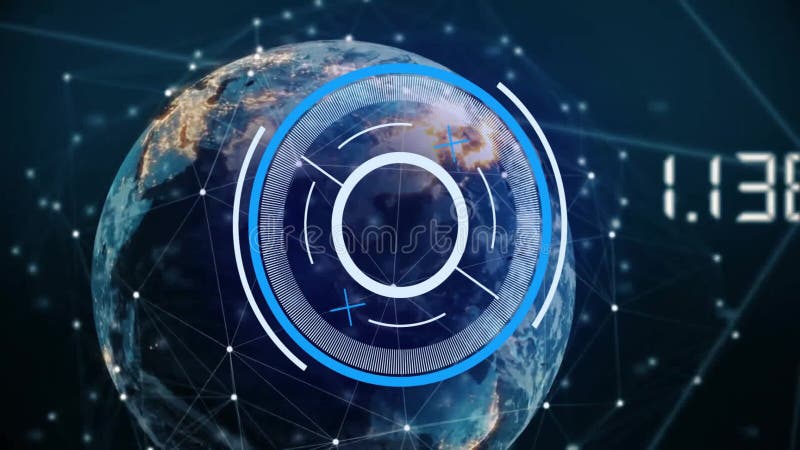 Digital Interface Animation Over Rotating Earth with Network ...