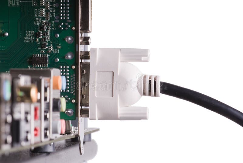Digital Interface Cable Plugged in Video Card Stock Image - Image of ...