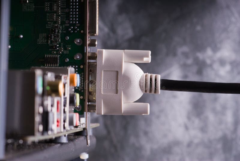 Digital Interface Cable Plugged in Video Card Stock Image - Image of ...