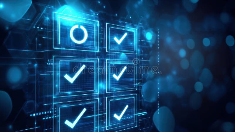 Digital Interface with Checkmark Icons for Data Verification and ...