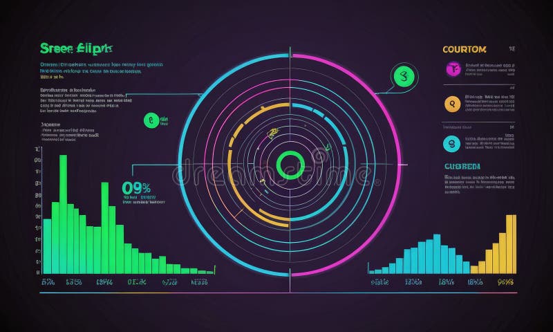 Digital Interface with Circular Graph, Bar Graph, and Scatter Plot ...