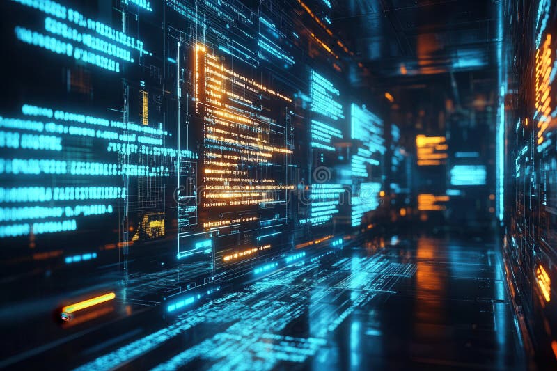 Digital Interface with Code Aligned in Golden Ratio within a Futuristic ...