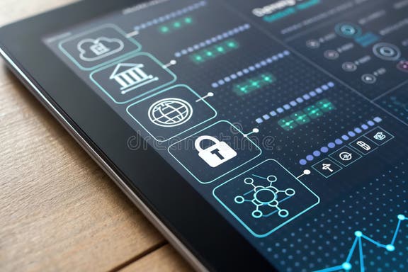Digital Interface of Cybersecurity and Data Protection on a Tablet ...
