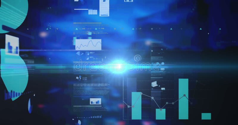 Digital Interface Data Processing Against Bright Spot Light Blue ...