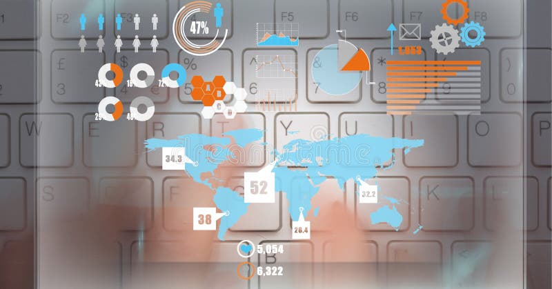 Digital Interface with Data Processing Against Close Up of Person ...