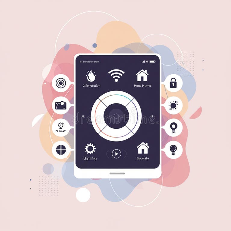 A Digital Interface Design on a Tablet Screen Showcases a Smart Home ...