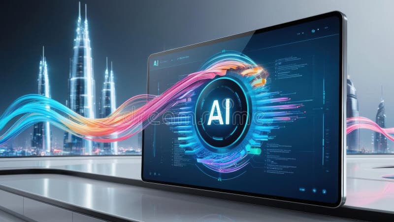 Digital Interface Displaying Ai Algorithm With Vibrant Data Streams And