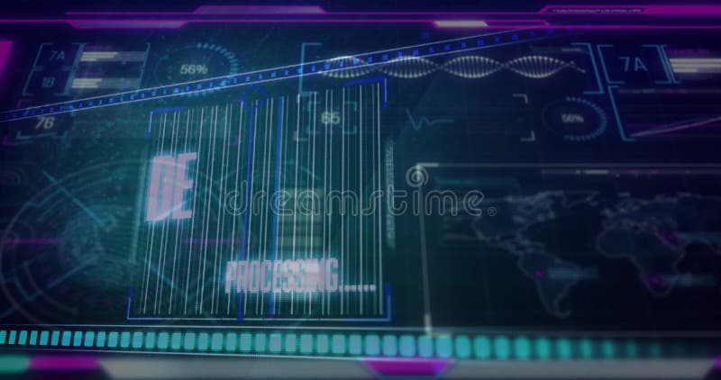 Digital Interface Displaying Data Processing With Graphs And World Map