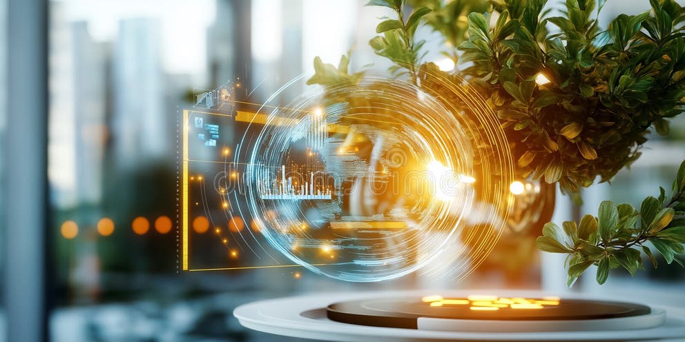 Digital Interface Displaying Data Trends and Virtual Elements ...