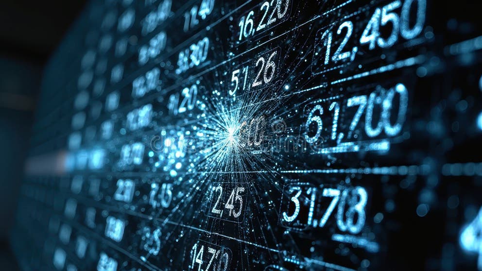 Digital Interface Displaying Dynamic Financial Data with Light Burst ...
