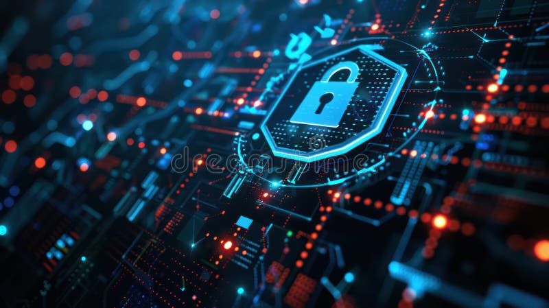 A Digital Interface Displaying Encryption Protocols Stock Illustration - Illustration of data ...