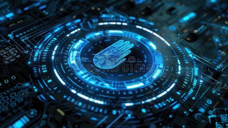 A Digital Interface Displaying a Handprint, Symbolizing Biometric ...