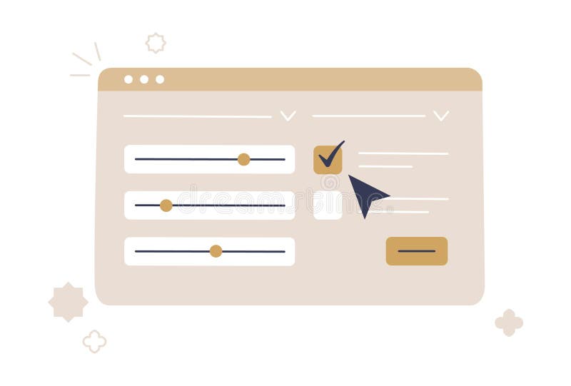 Digital Interface with Settings and Selection Options in Flat Vector ...