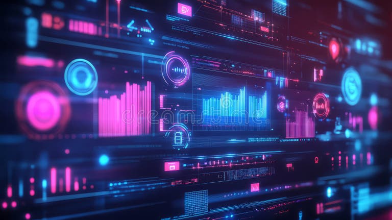 Digital Interface Displaying Upward Trending Graphs and Data ...