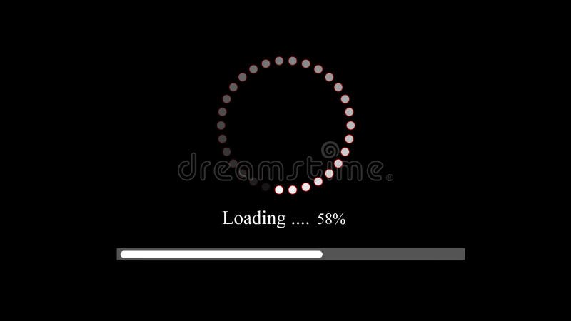 Circular Loading Animation with Progress Bar and Percentage Indicator on a Black Background ...