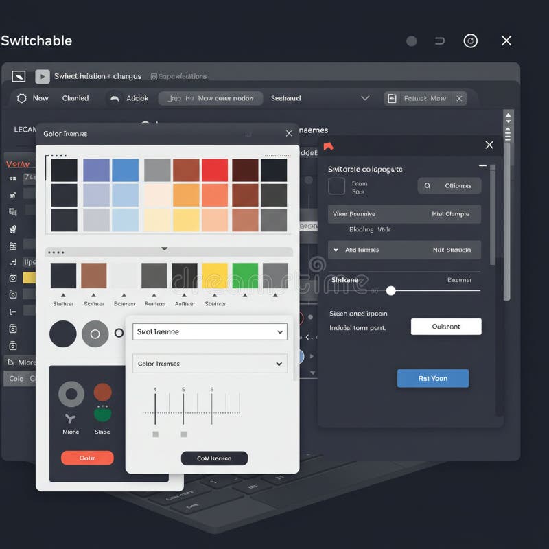A Digital Interface Displays a Design Software with Multiple Floating ...