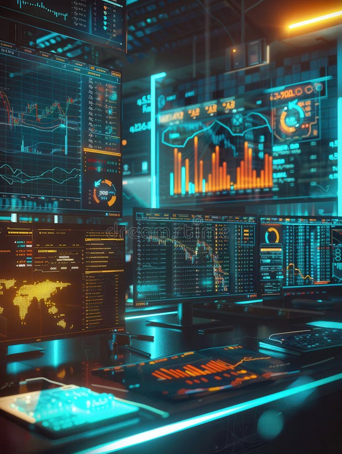 The Digital Interface Displays Fluctuating Market Values for Multiple ...