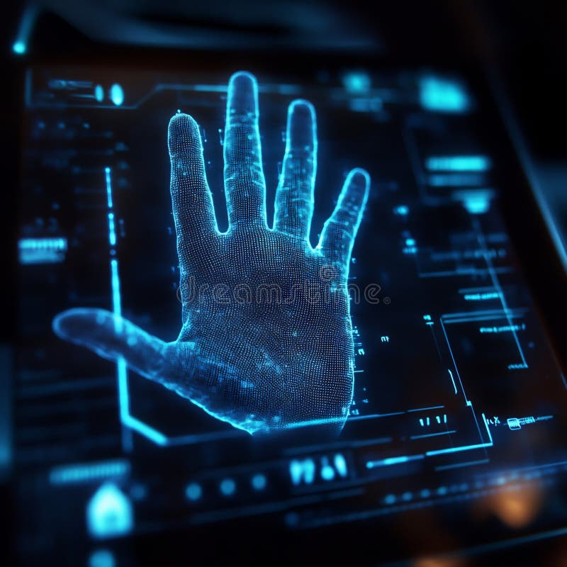 Digital Handprint Interface Stock Illustrations – 202 Digital Handprint ...