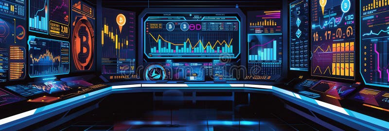 A Digital Interface Displays Multiple Cryptocurrency Values, Trends ...