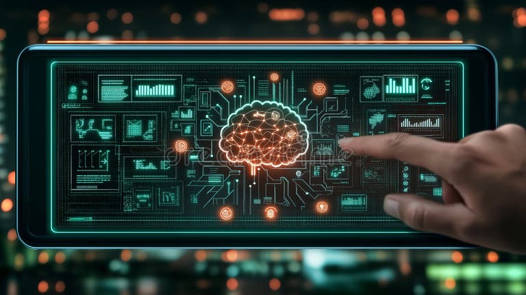 Digital Interface Displays a Neural Network Visualization with ...